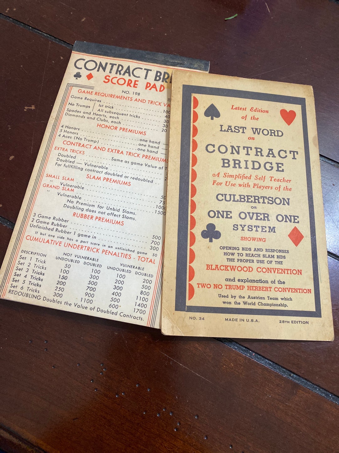 1943 Vintage Contract Bridge Score Pad No. 198 and Last Word on ...