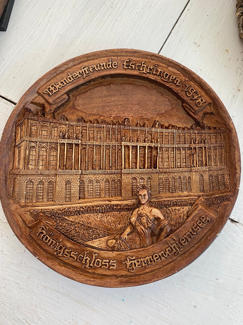 Vintage Germany Wooden Carved 3D Plaque Plate Wood Wall Decor Vintage ...