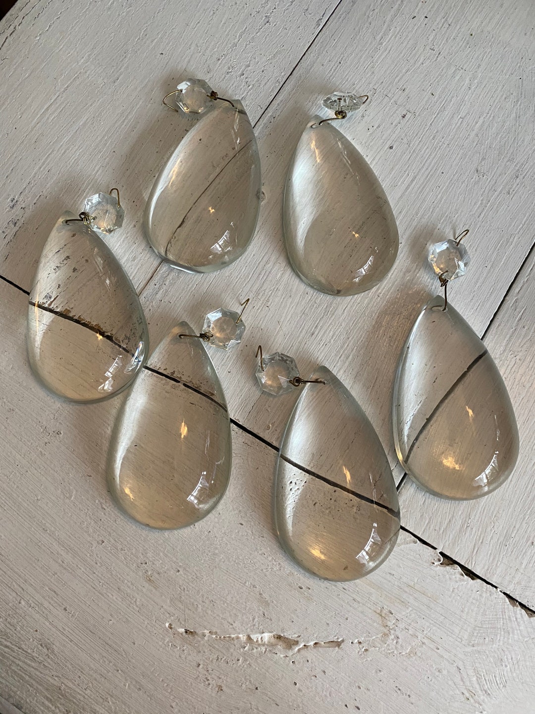 6 Antique Glass Prisms - Etsy