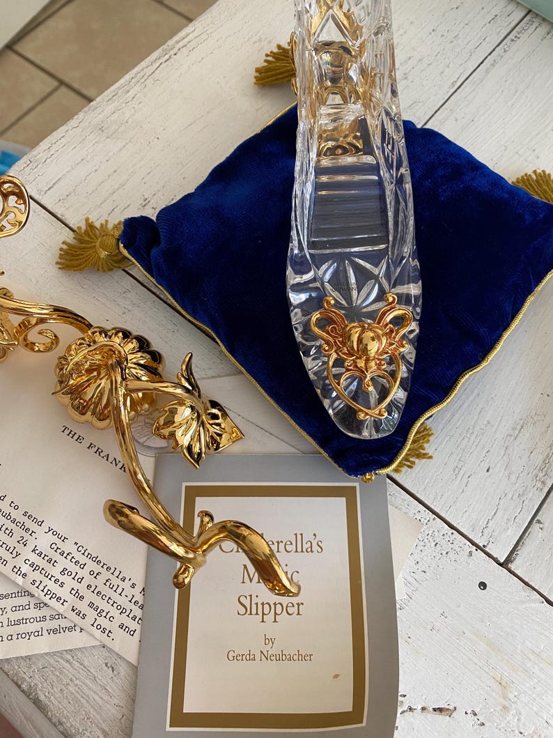 Franklin Mint Cinderella Crystal Glass Slipper/shoe 24K Gold Plated ...