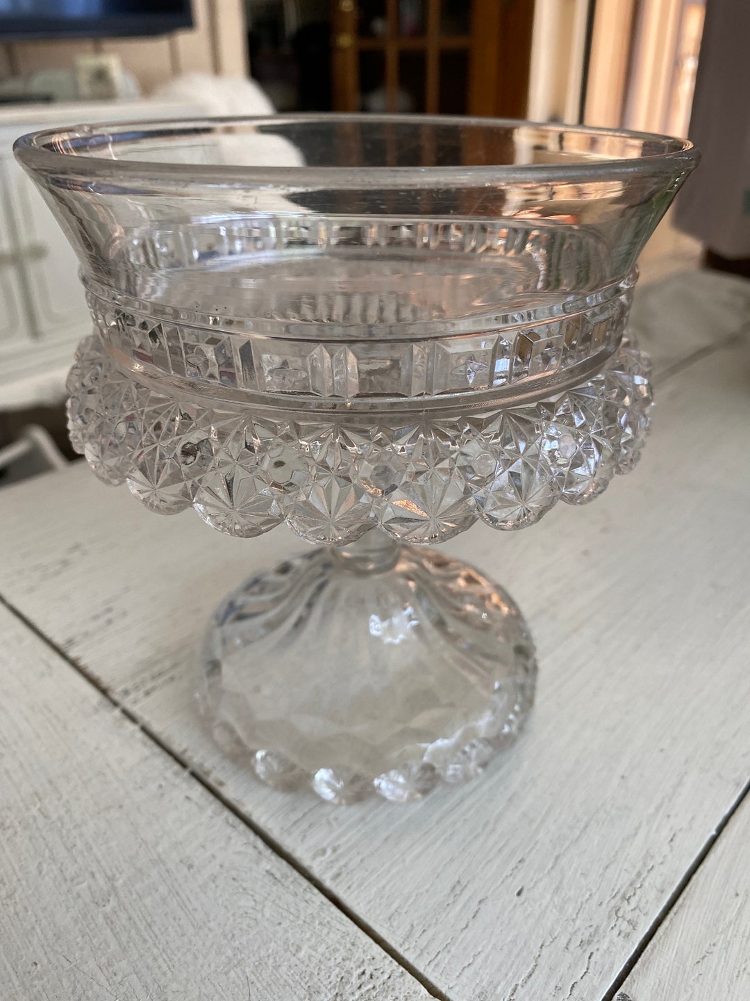 Antique Dalzell, Gilmore & Leighton Glass Compote Starred Block 1888 - Etsy