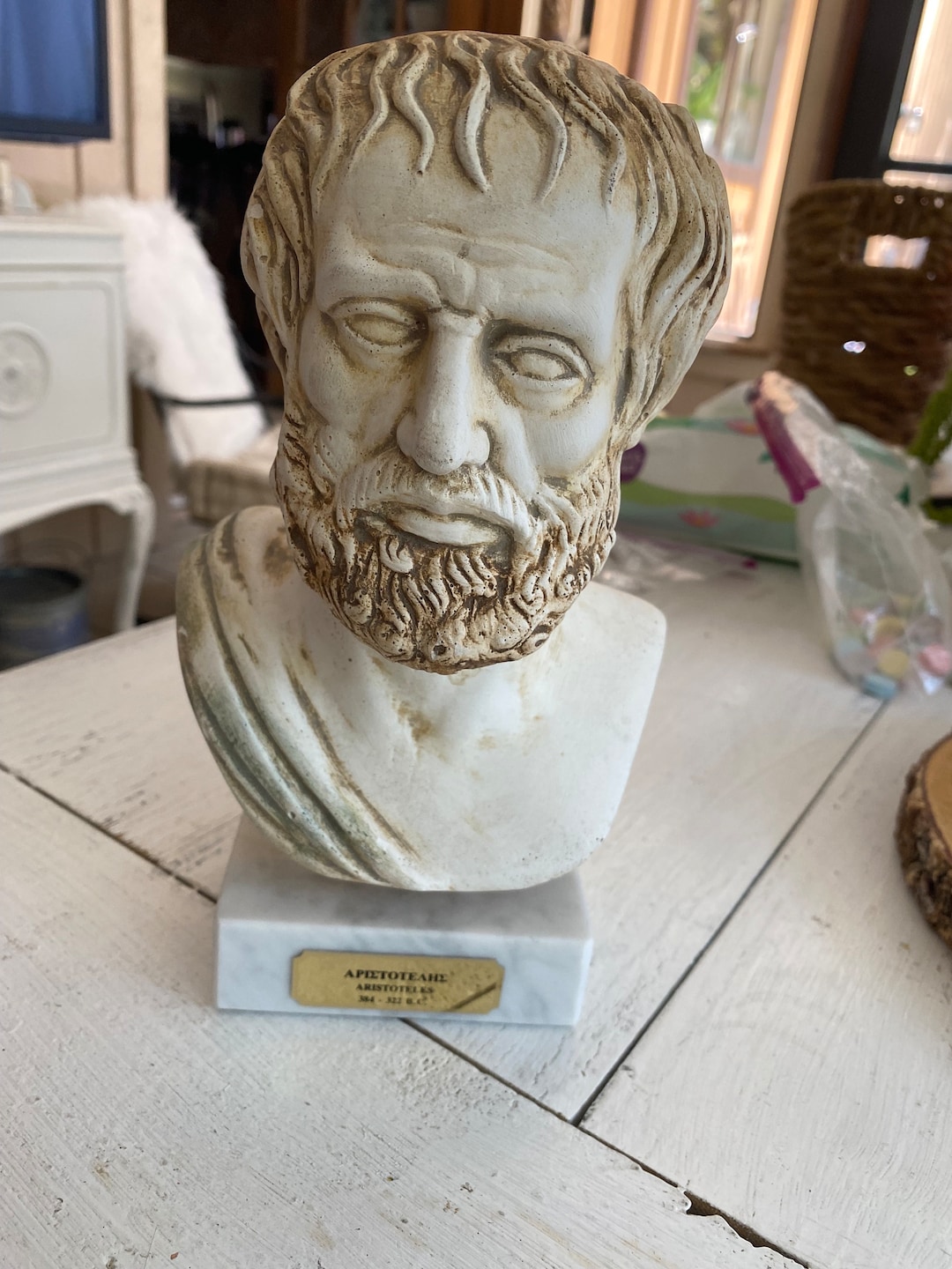 Ancient Greek Philosopher Aristoteles Sculpture Statue Bust Marble Base - Etsy