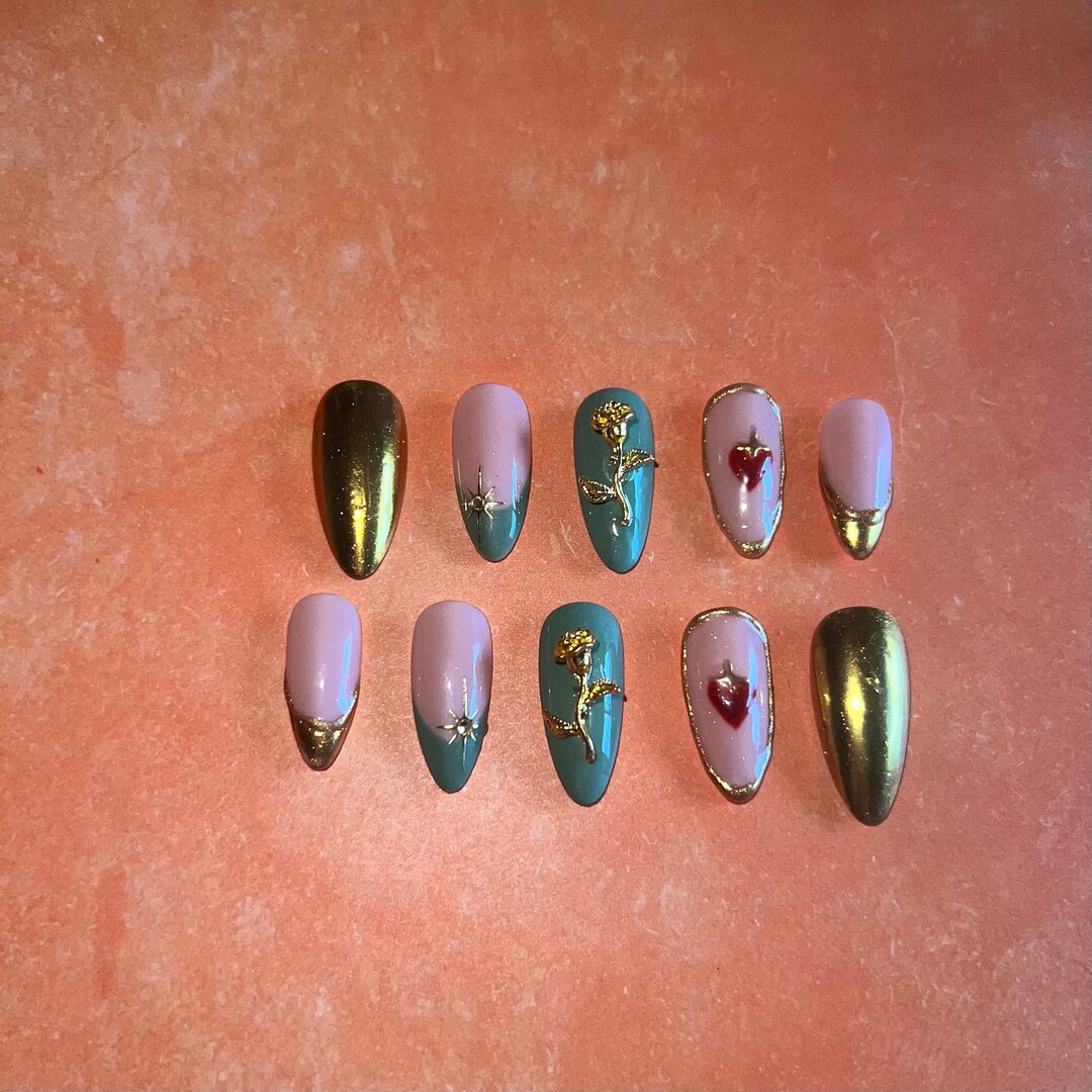 Beauty & Beast Nails Hand Painted Fall Press on Nails - Etsy