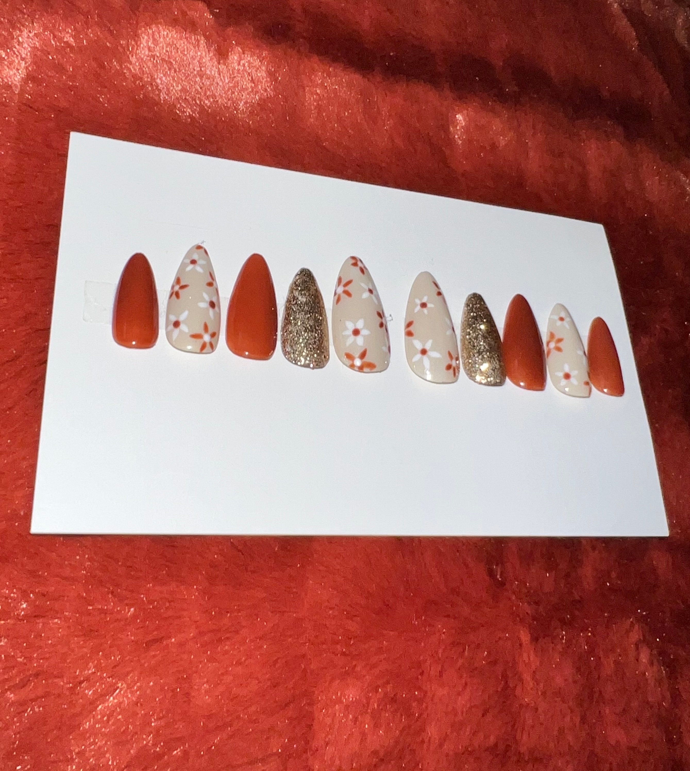 Fall Flowers Hand Painted Fall Press on Nails - Etsy