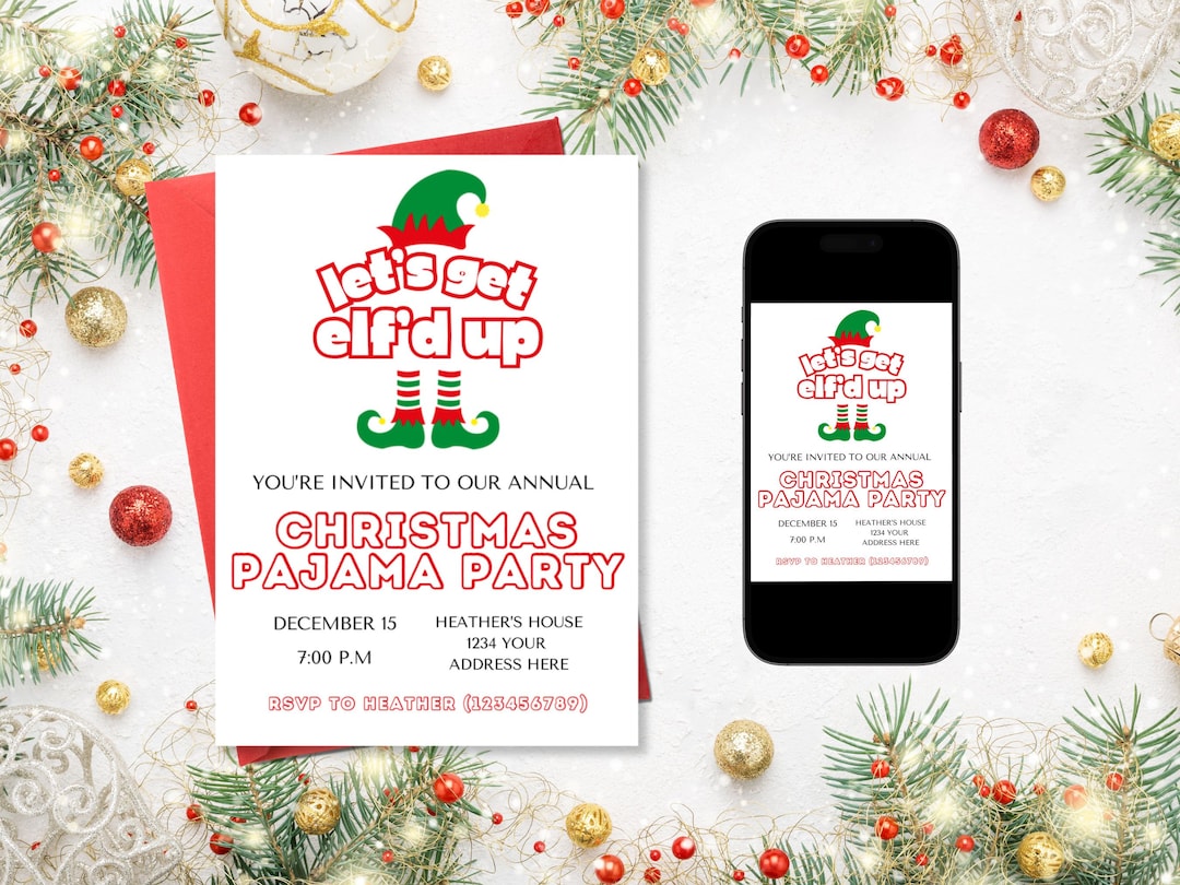 Funny Christmas Party Invite, Adults Christmas Party, Elf Christmas ...