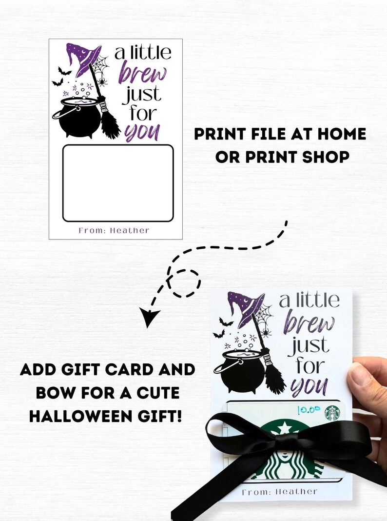 Halloween Teacher Gift Card Holder Printable, A Little Brew for You ...