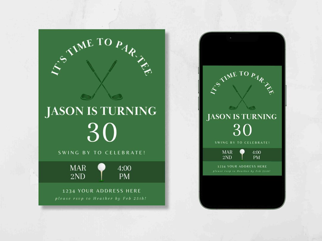Golf Party Invitation, Let's Par-tee, Thirty Birthday Party Ideas, Mens ...