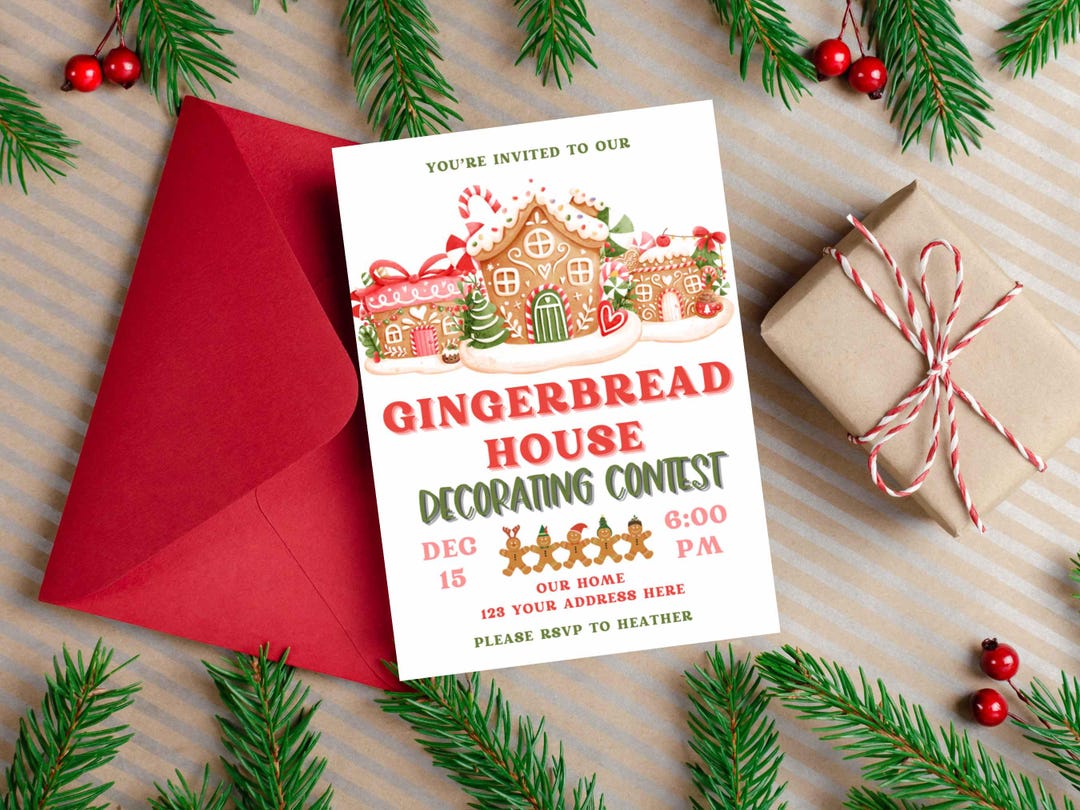 Gingerbread House Party Invitation: Editable Christmas Invite (digital ...