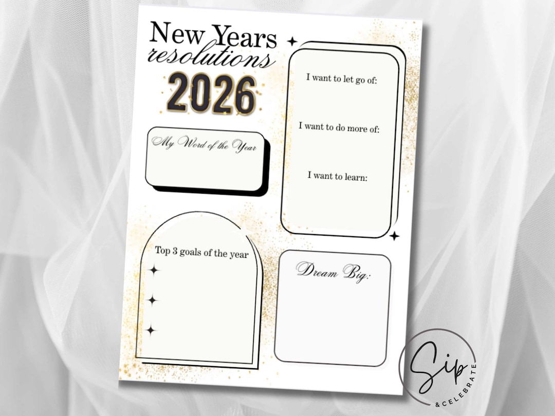 New Years Resolutions Printable, 2026 Party Games (canva Template ...