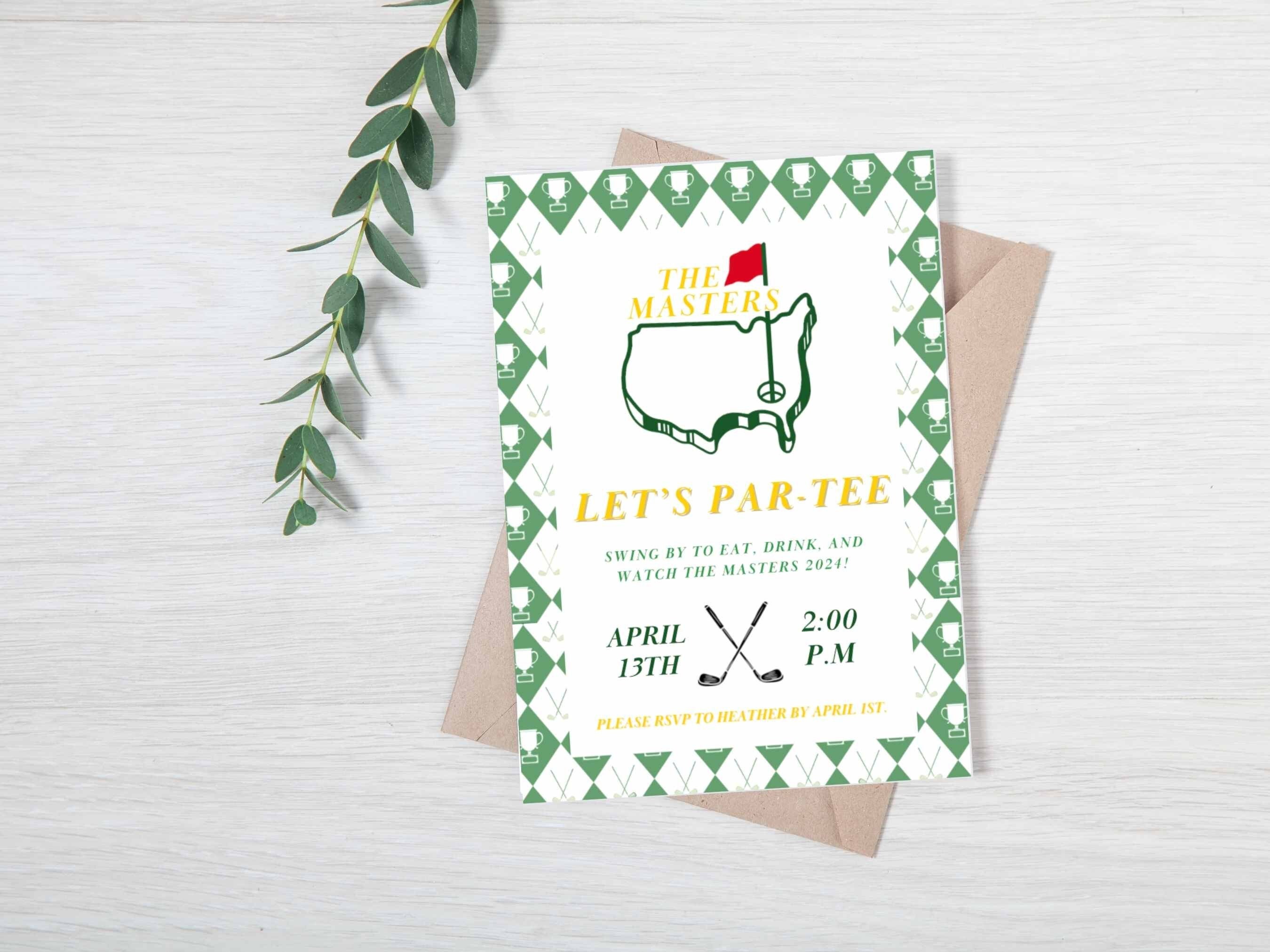 Golf Party Invitations, Digital Golf Party Invite, Let's Par Tee, Swing ...