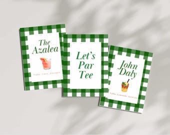 The Masters Azalea Cocktail, Printable Golf Bar Sign, Editable Drink ...
