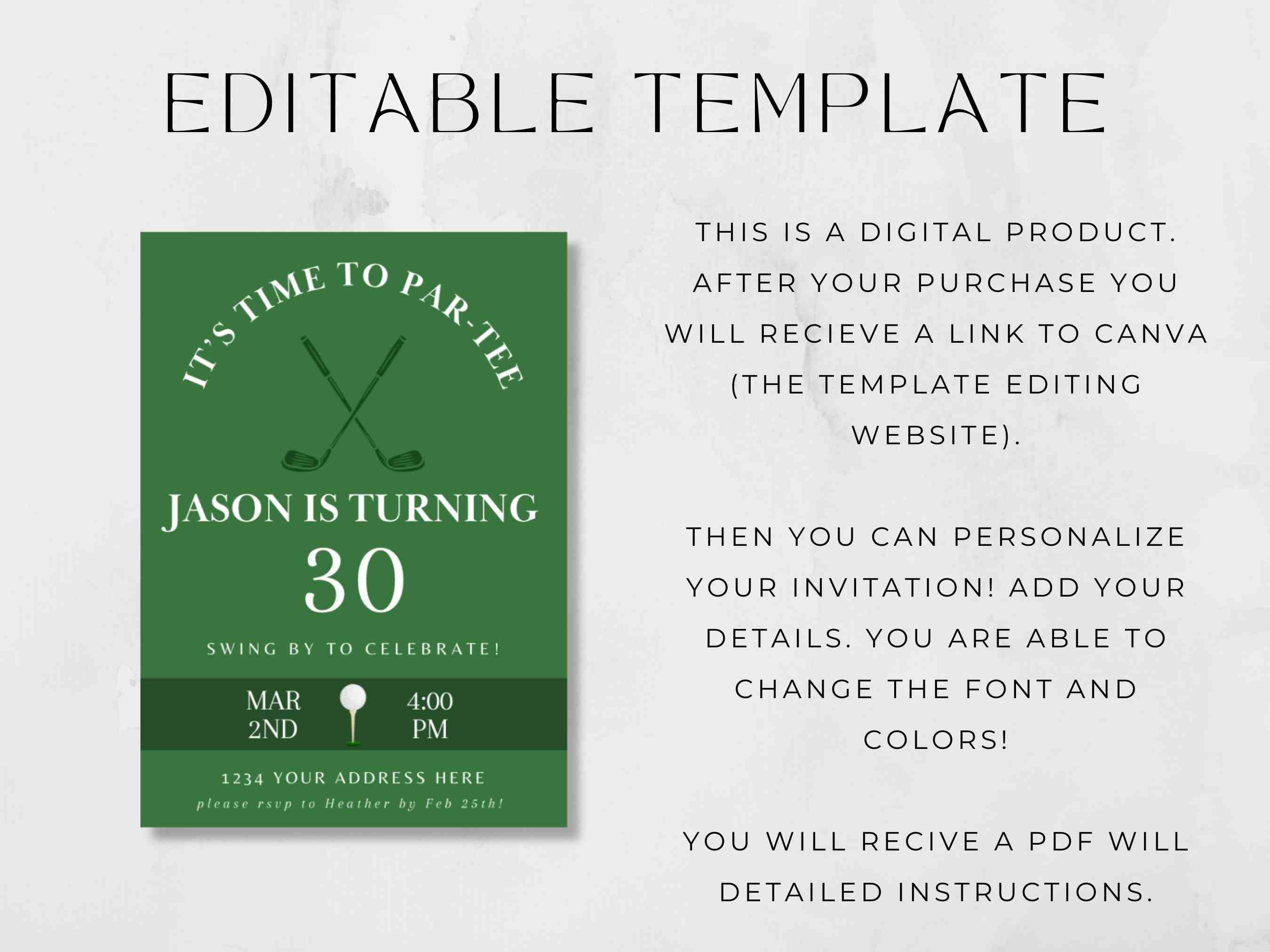 Golf Party Invitation, Let's Par-tee, Thirty Birthday Party Ideas, Mens ...