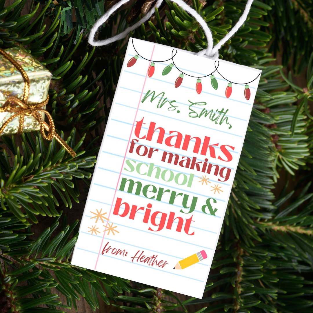 Printable Teacher Christmas Gift Tags, Holiday Gift Tags for Teachers ...