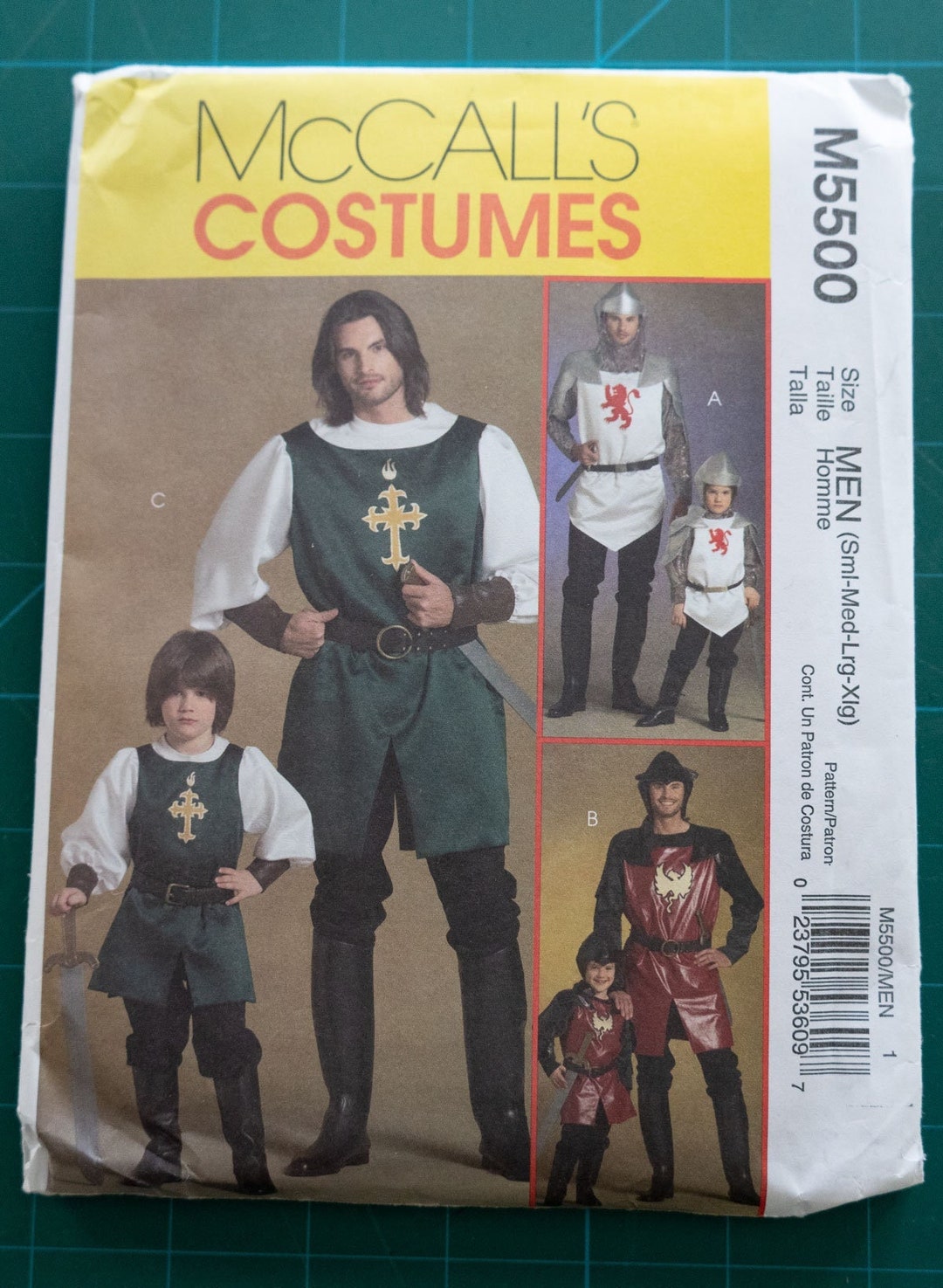 Mccall's Costumes M5500 Sewing Pattern UNCUT Men's Knight, Prince and ...