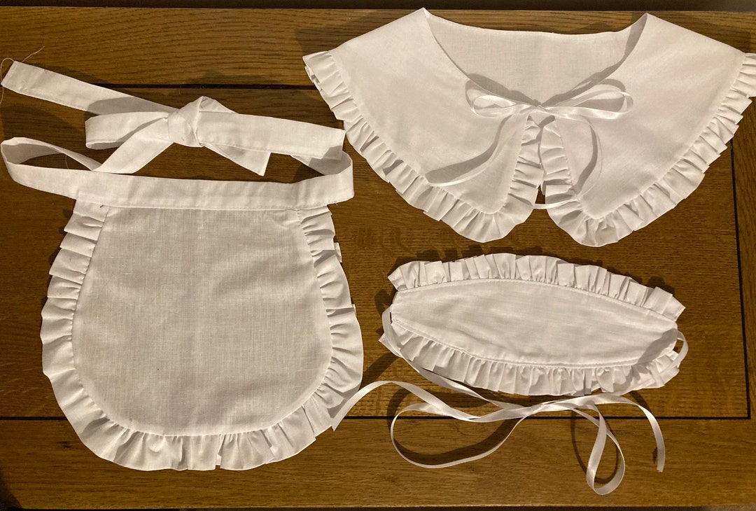 Handmade French Maid Costume Accessories: Frilled Collar, Cuffs, Apron ...