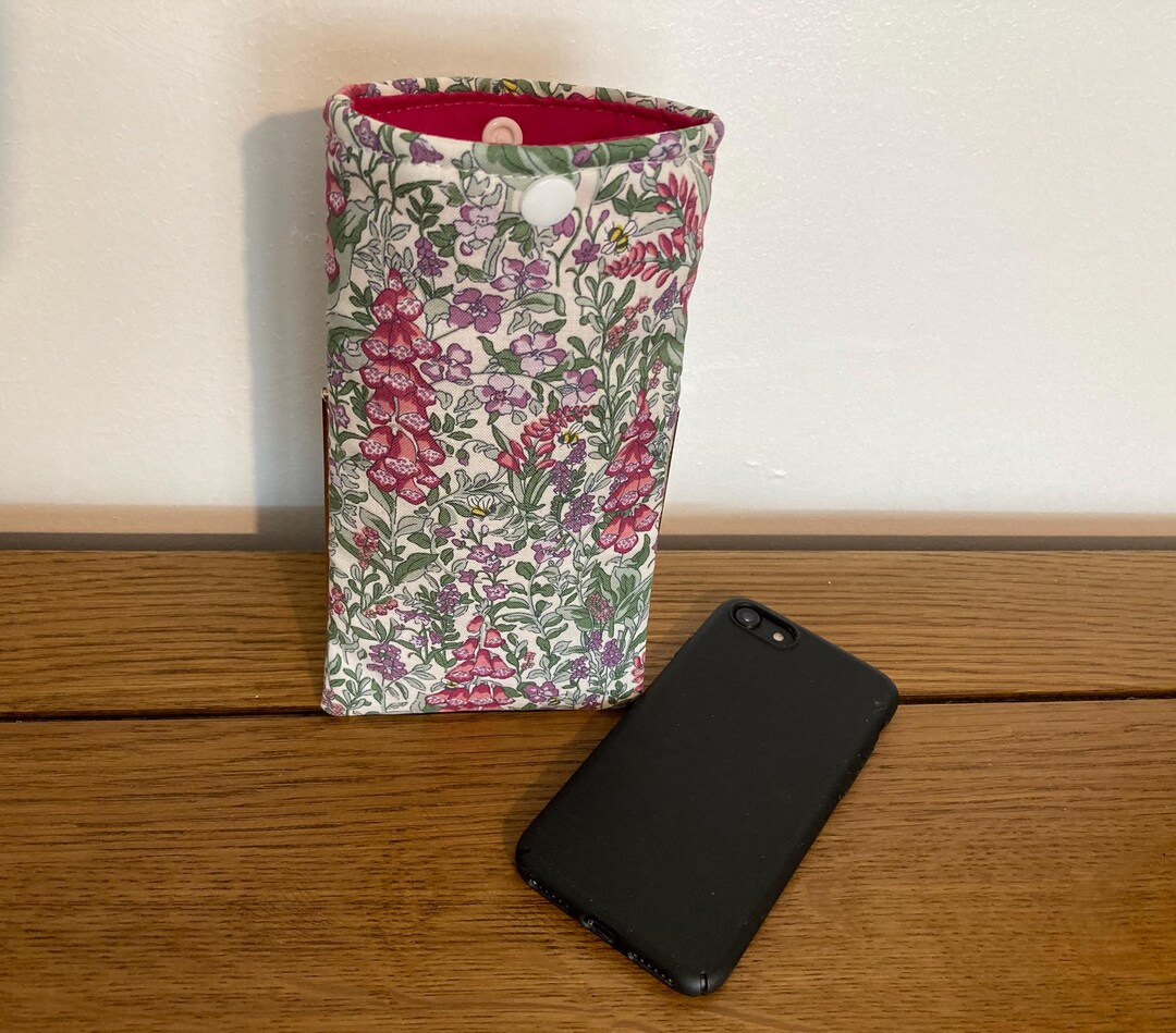 Padded Fabric Mobile Phone Case, Made in Liberty Mull Foxgloves Design ...