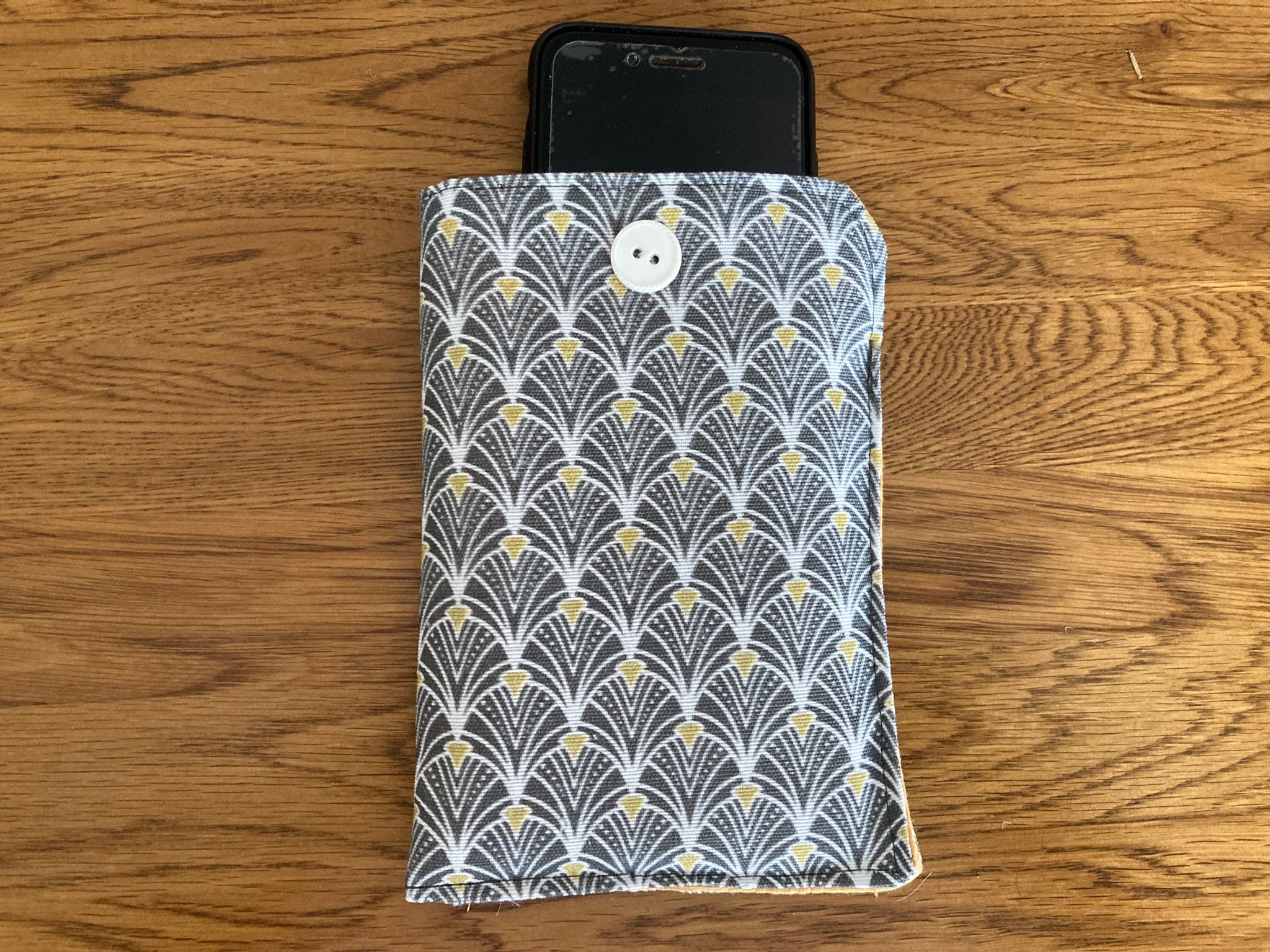 Art Deco Fan Padded Fabric Mobile Phone Case. Blue or Grey - Etsy UK