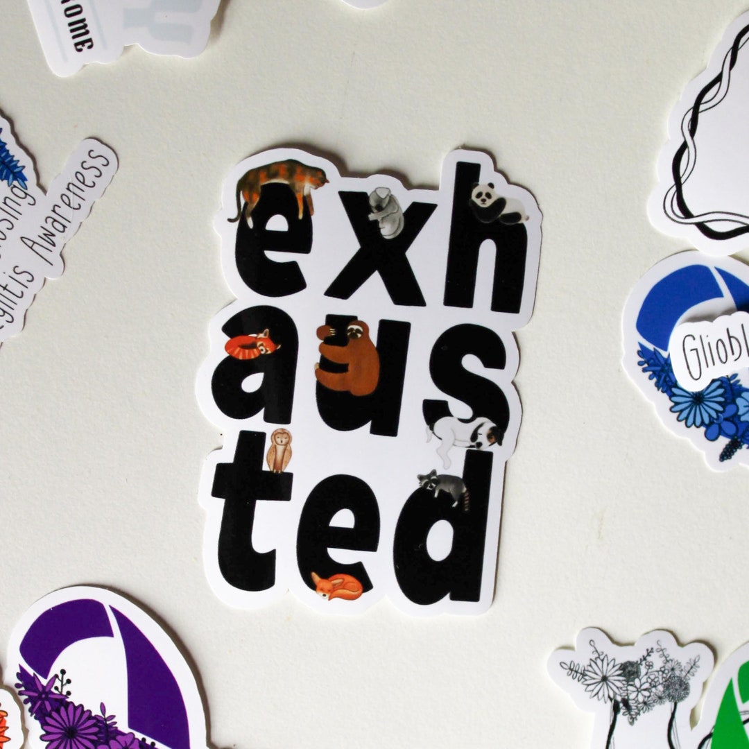Exhausted Sticker - Etsy