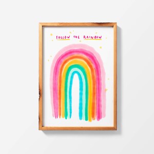 Follow the Rainbow pink X1 A4 Print - Etsy