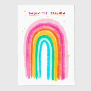 Follow the Rainbow pink X1 A4 Print - Etsy