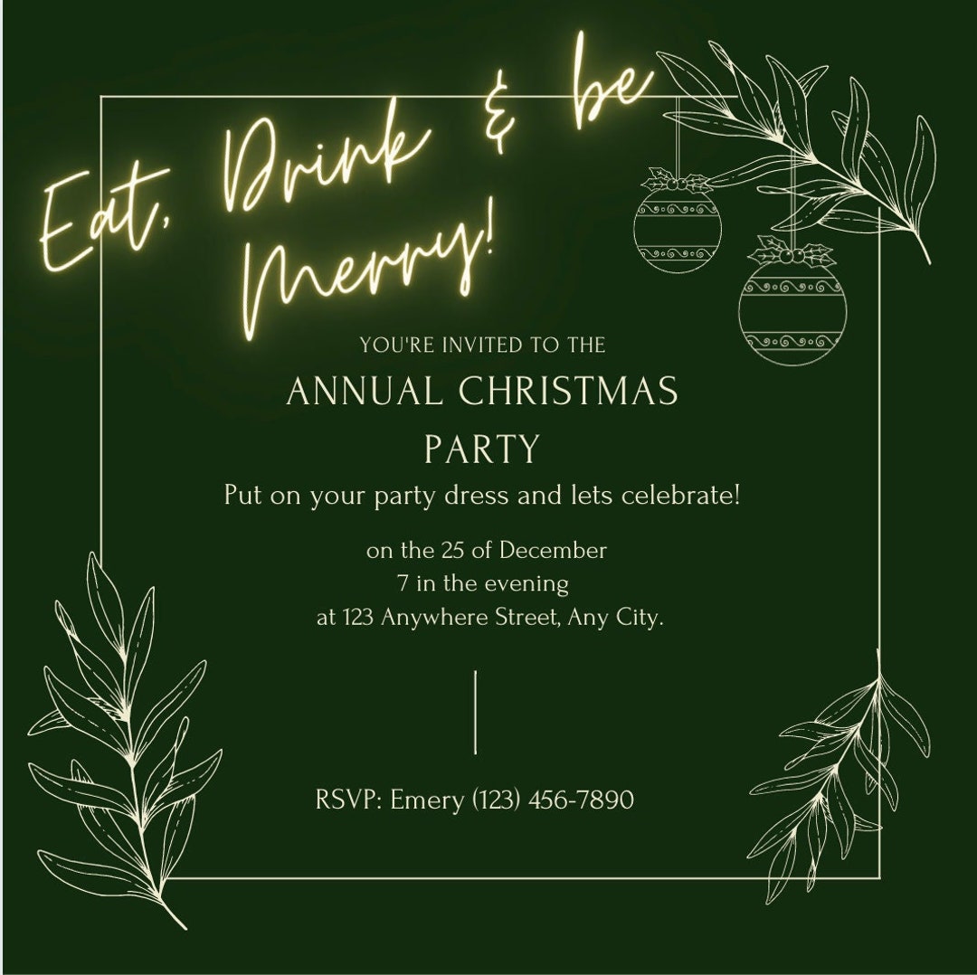 Annual Christmas Party Invitation | Instant Download | Christmas Party Invite | PDF Download - Etsy