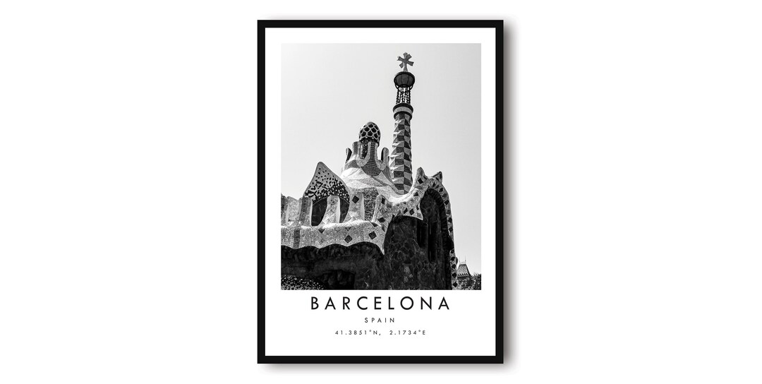 Barcelona Travel Print, Spain Poster, Black and White Print, Unique ...
