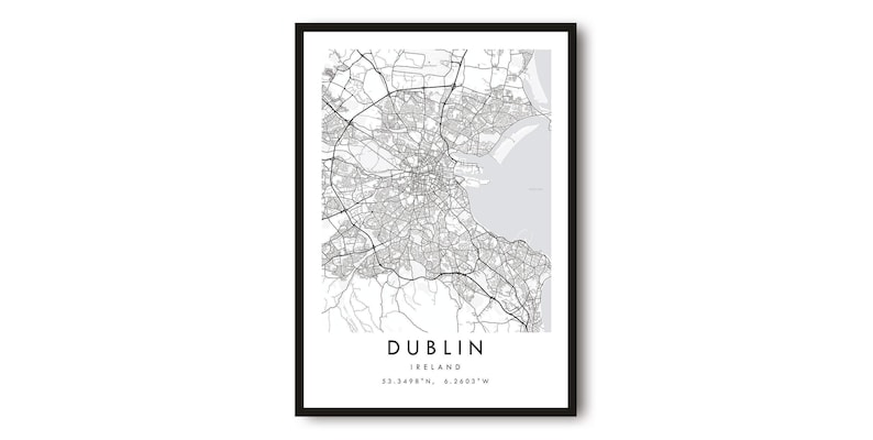 Dublin Map Print: Minimalist City Poster, Custom Sizes - Etsy Ireland