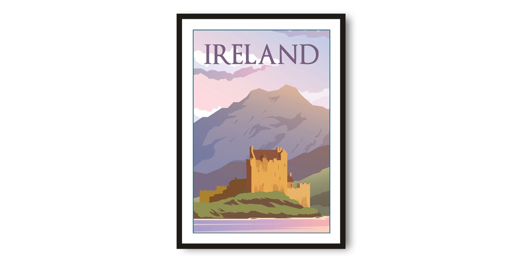 Ireland Travel Poster, Ireland Poster, Colourful Print, Unique Wall Art ...