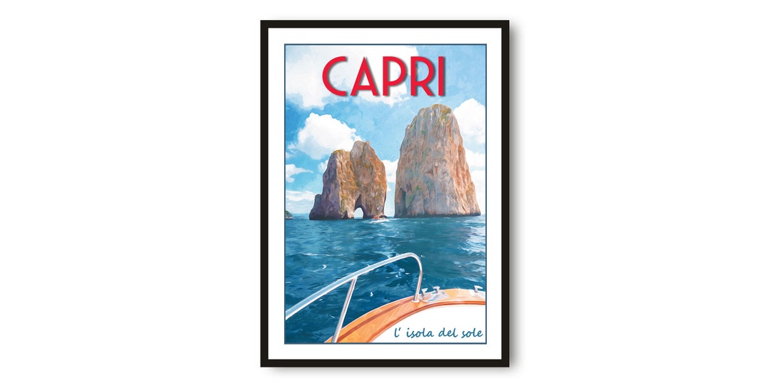 Capri Travel Poster, Italy Poster, Colourful Print, Unique Wall Art ...