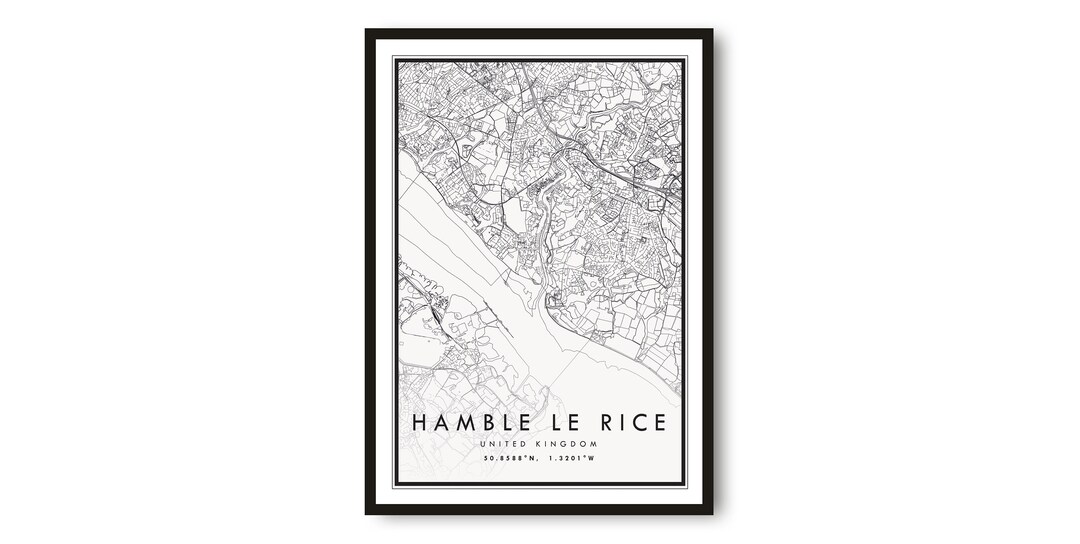 Hamble Le Rice Map Print, England Poster Print, City Map Prints Prints ...
