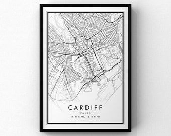 Digital Cardiff Wales Printed Map Poster Cardiff Download Map Art Gift ...