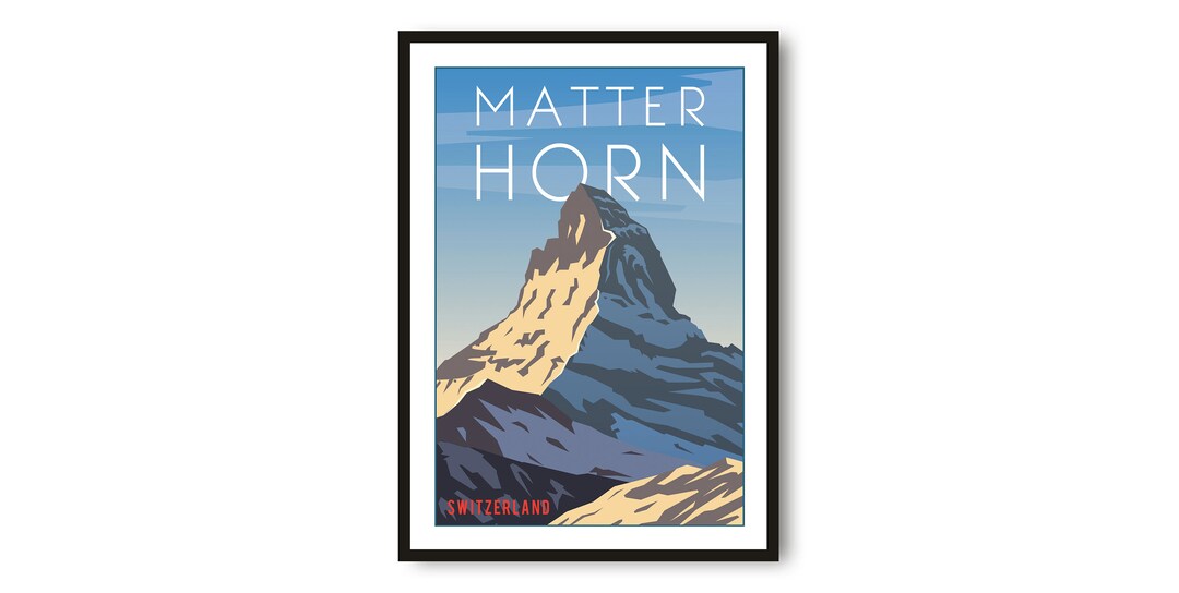 Matterhorn Travel Poster, Alps Poster, Colourful Print, Unique Wall Art ...