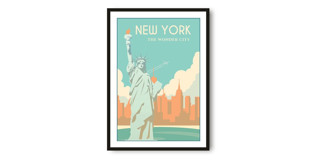 New York Travel Poster, New York Poster, Colourful Print, Unique Wall ...