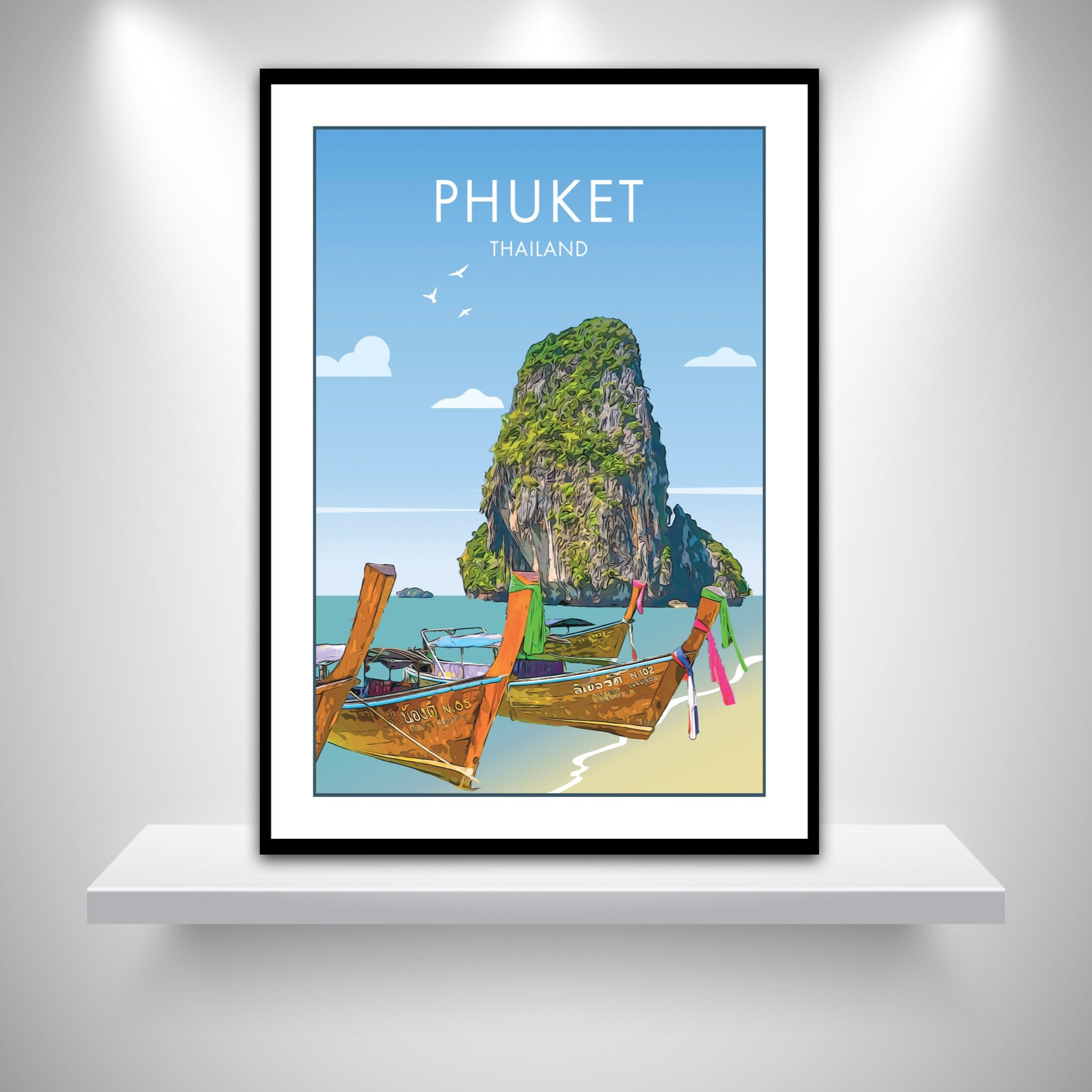 Phuket Travel Poster Thailand Poster Black and White Print - Etsy