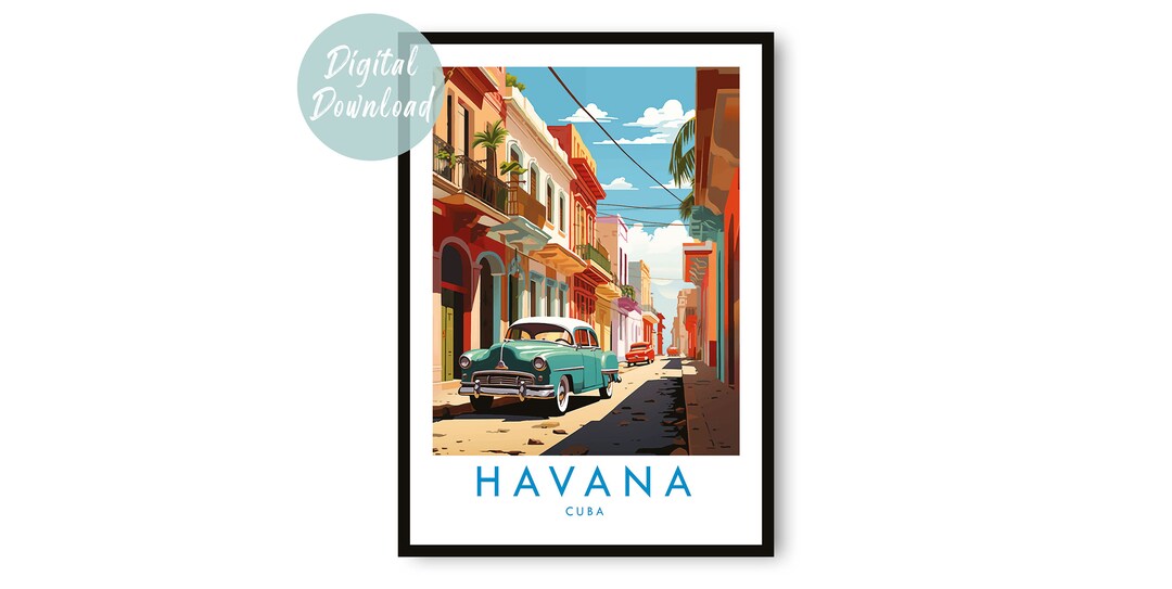 Havana Travel Poster | Digital Download | 25 Different Size Options - Etsy