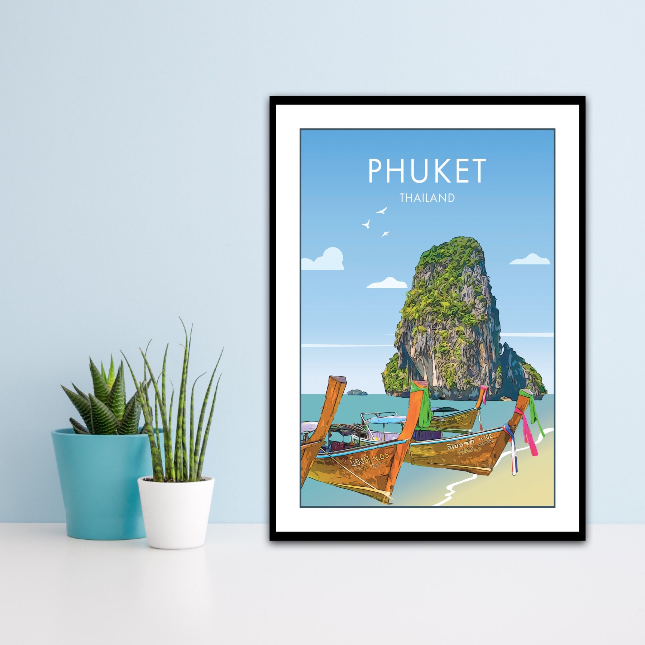 Phuket Travel Poster Thailand Poster Black and White Print - Etsy