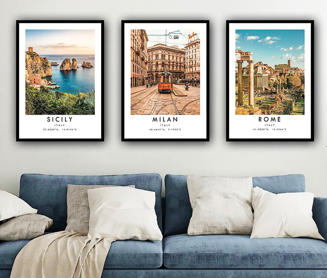 Italy Travel Prints Set of 3, Rome Print, Sicily Print, Milan Print ...