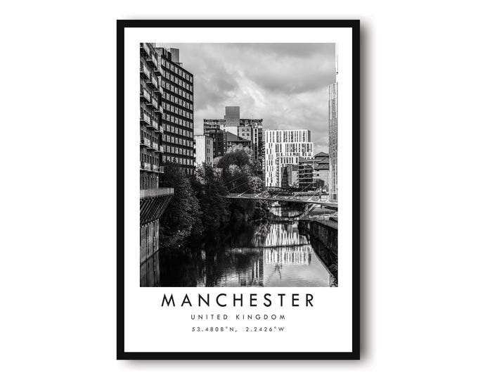Manchester City Map Print Modern Contemporary Poster in Sizes 50x70 Fit ...