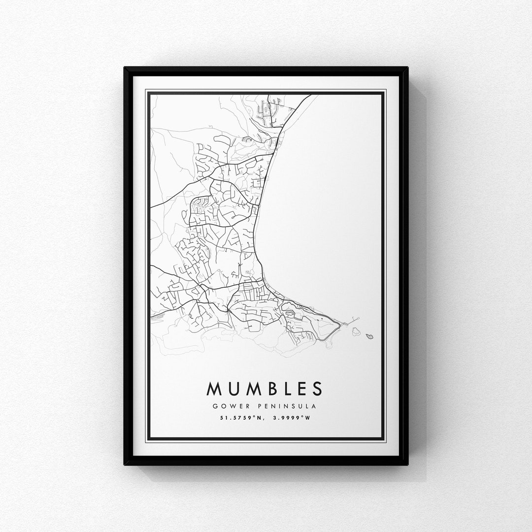 Mumbles Map Print Gower Poster Print Gower City Map Print - Etsy