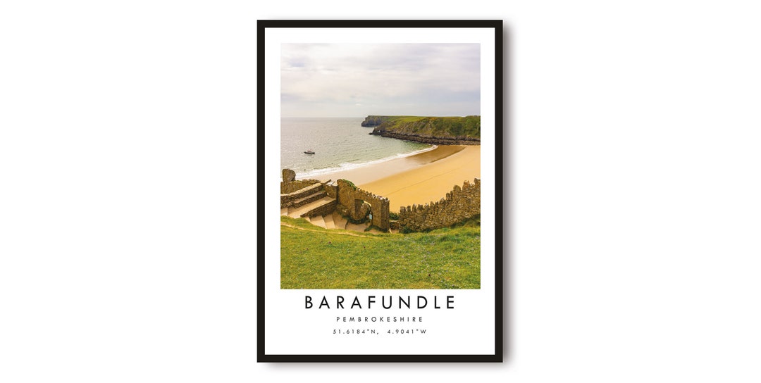 Barafundle Bay Travel Print, Pembrokeshire Poster, Colour Print, Unique ...
