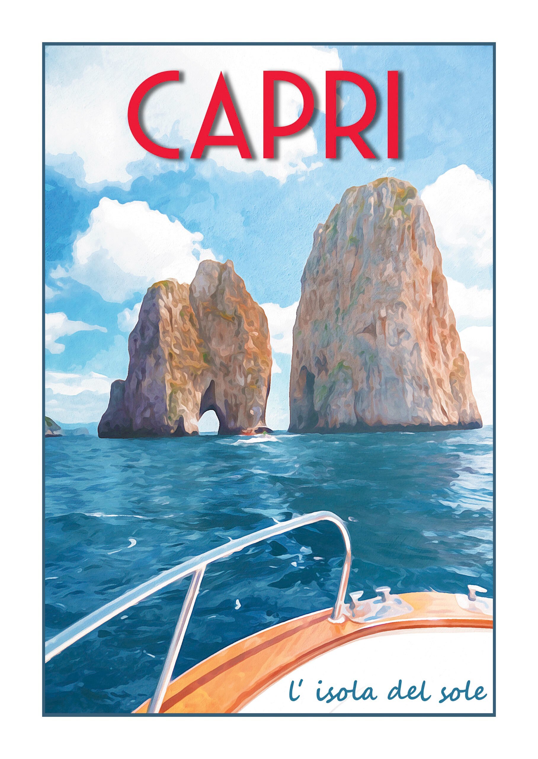 Capri Travel Poster Italy Poster Colourful Print Unique - Etsy