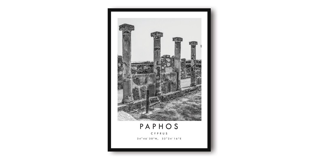 Paphos Travel Print, Paphos Poster, Unique Wallart, Black and White ...