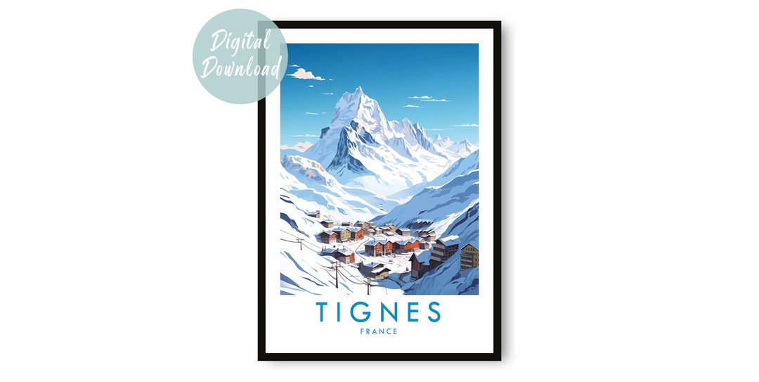 Tignes Skiing Poster Digital Download 25 Different Size Options - Etsy