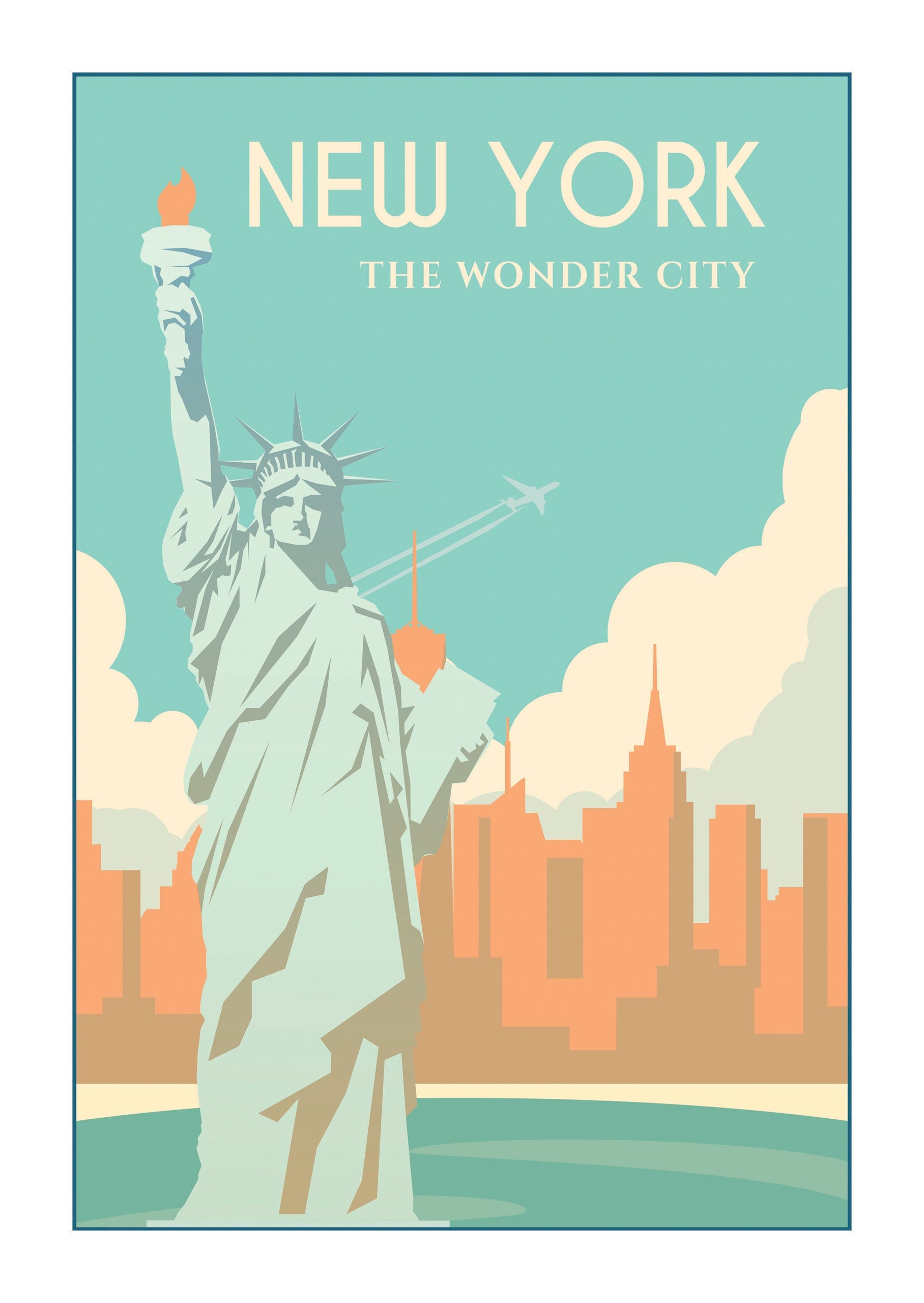 New York Travel Poster New York Poster Colourful Print - Etsy