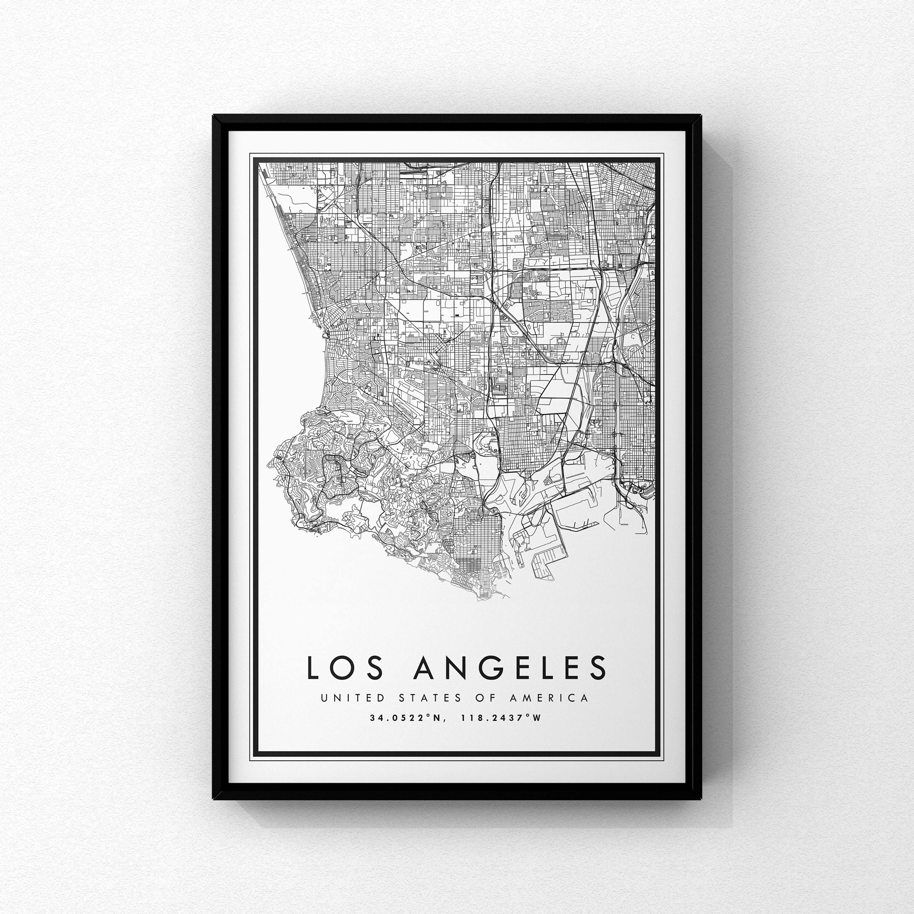 Los Angeles Map Print Los Angeles Poster Print Los Angeles | Etsy