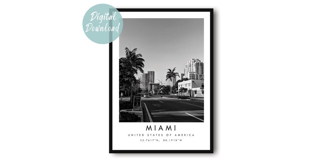Miami Travel Poster Digital Download | Minimilist Wall Art | Printable ...