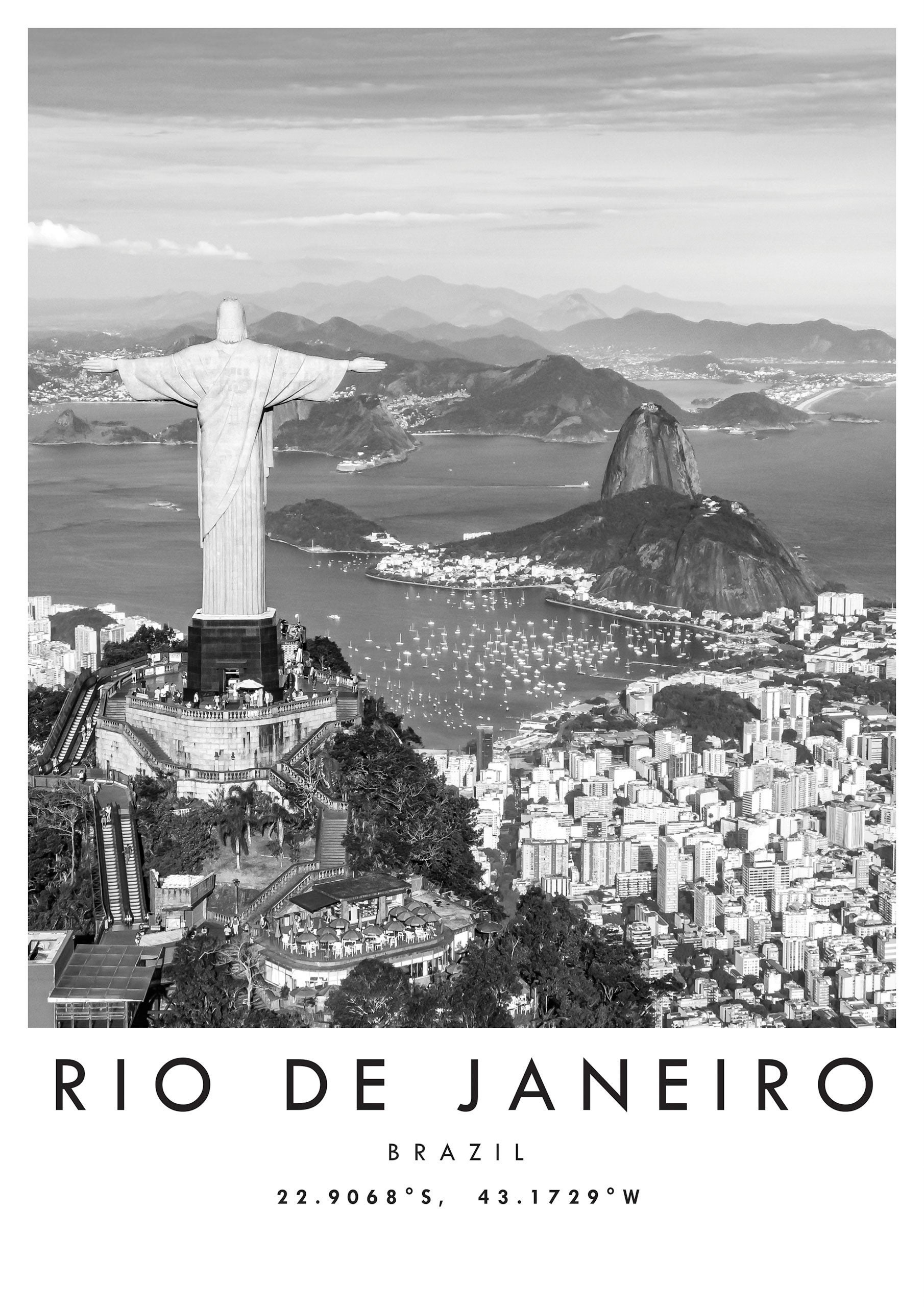 Rio de Janeiro Brazil Travel Wall Poster Black White Photo City ...