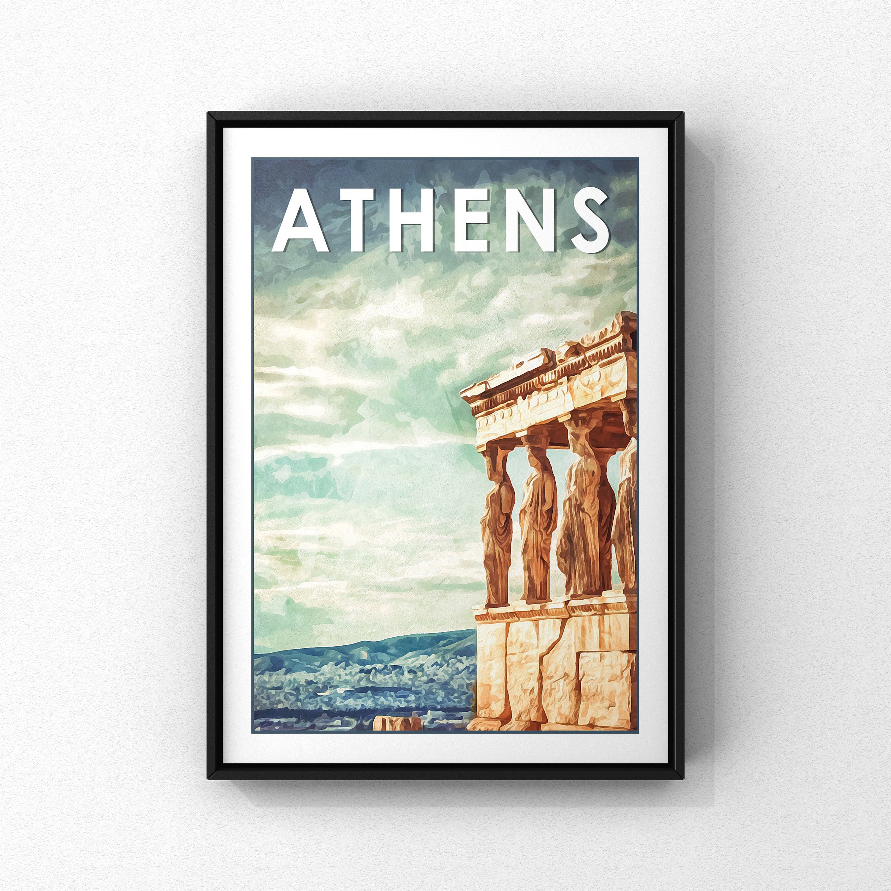 Athens Travel Poster Greece Poster Colourful Print Unique - Etsy
