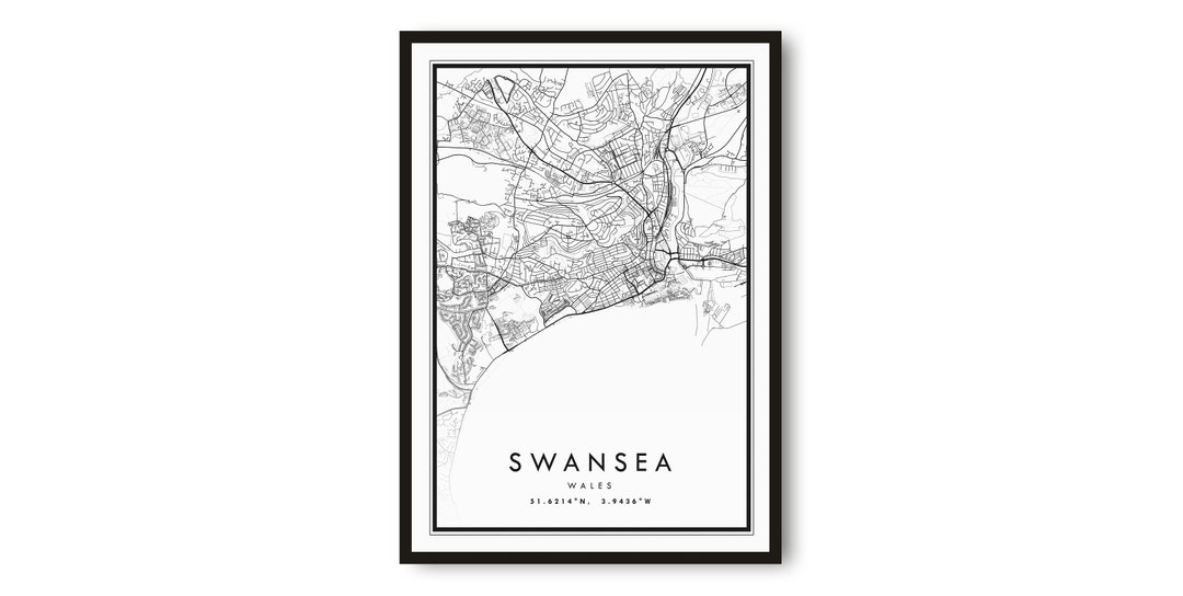Swansea Map Print, Swansea Poster Print, Swansea City Map Print ...