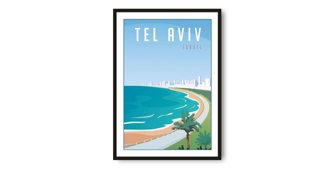 Tel Aviv Travel Poster, Israel Poster, Colourful Print, Unique Wall Art ...
